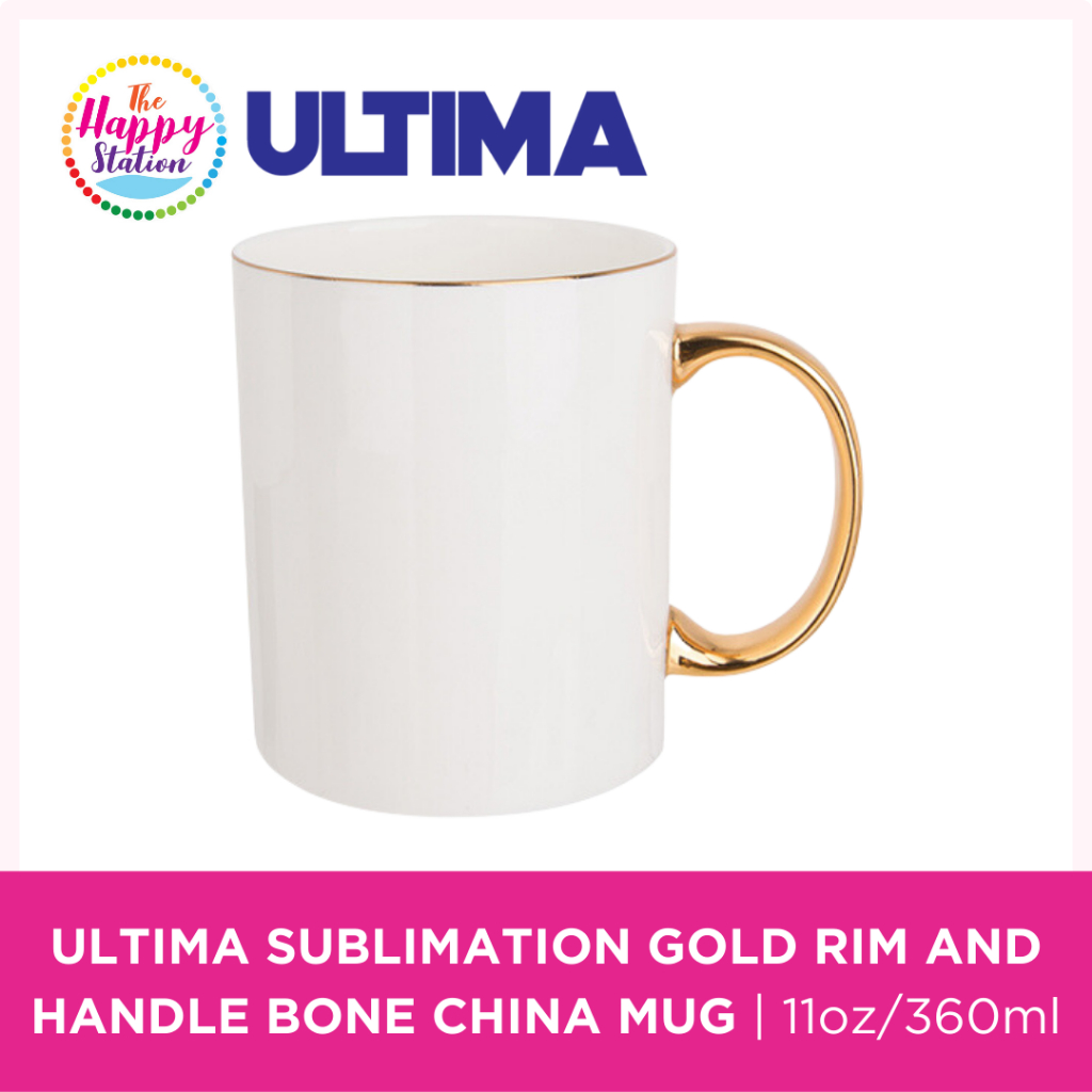 ULTIMA | Sublimation Gold Rim and Handle Bone China Mug, 11oz/360ml ...