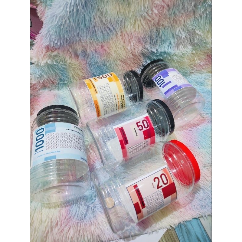 Transparent jar Alkansya Ipon Challenge 20,50,100,500,1000 bill ...