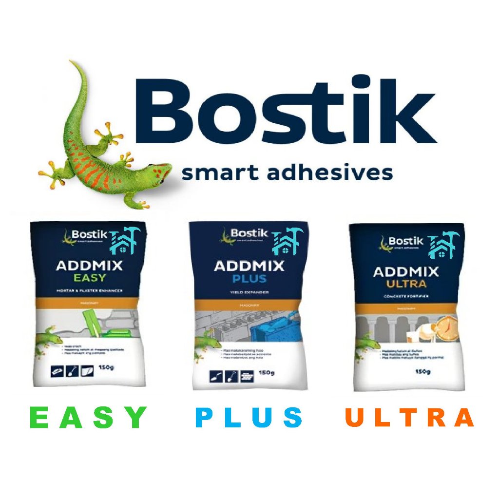 BOSTIK ADDMIX EASY PLUS ULTRA PROTECT Mortar & Plaster, Yield Expander, Concrete Fortifier 150g ...