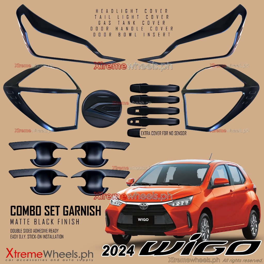 Toyota Wigo 2024 to 2025 Matte Black Combo Set Garnish Cover Thailand ...