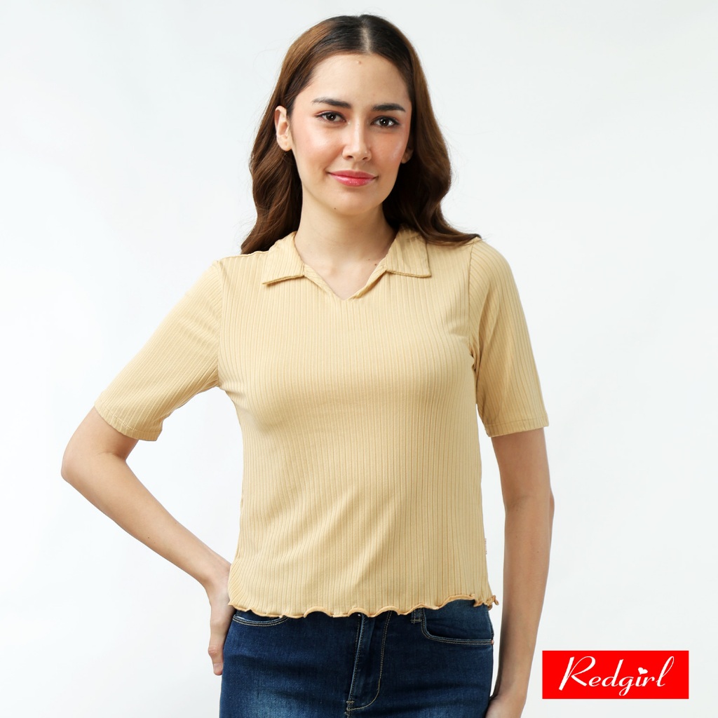 Red Girl Short Sleeves Collared Blouse RST12-0519 | Shopee Philippines