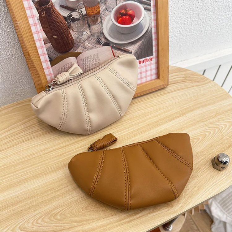 New Croissant Wallet, Pu Leather Car Key Bag Zipper Purse, Coin Purse ...
