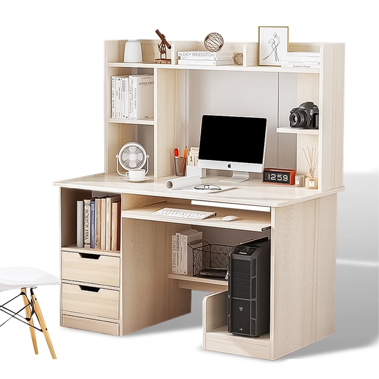 Computer table with drawer computer desk Study Desk wooden Bookshelf ...