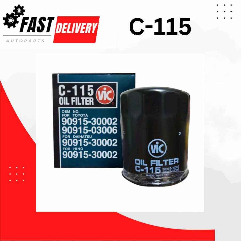 VIC Oil Filter C-115 for Toyota Hilux, Fortuner, Hiace, Land Cruiser ...