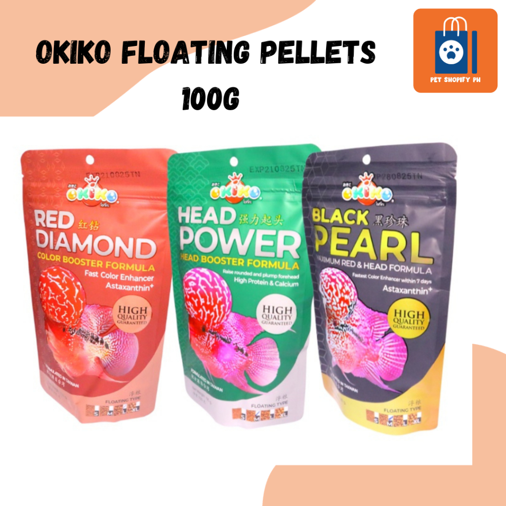 100g Okiko Floating Pellets - Red Diamond, Head Power, Black Pearl ...