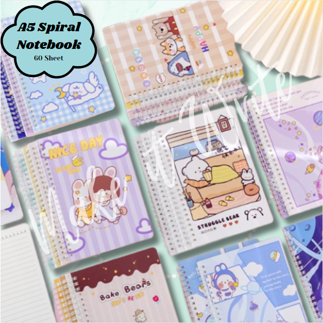 A5 Cute Spiral Notebook 60Sheets Cartoon Ins Style Coil Notepad ...