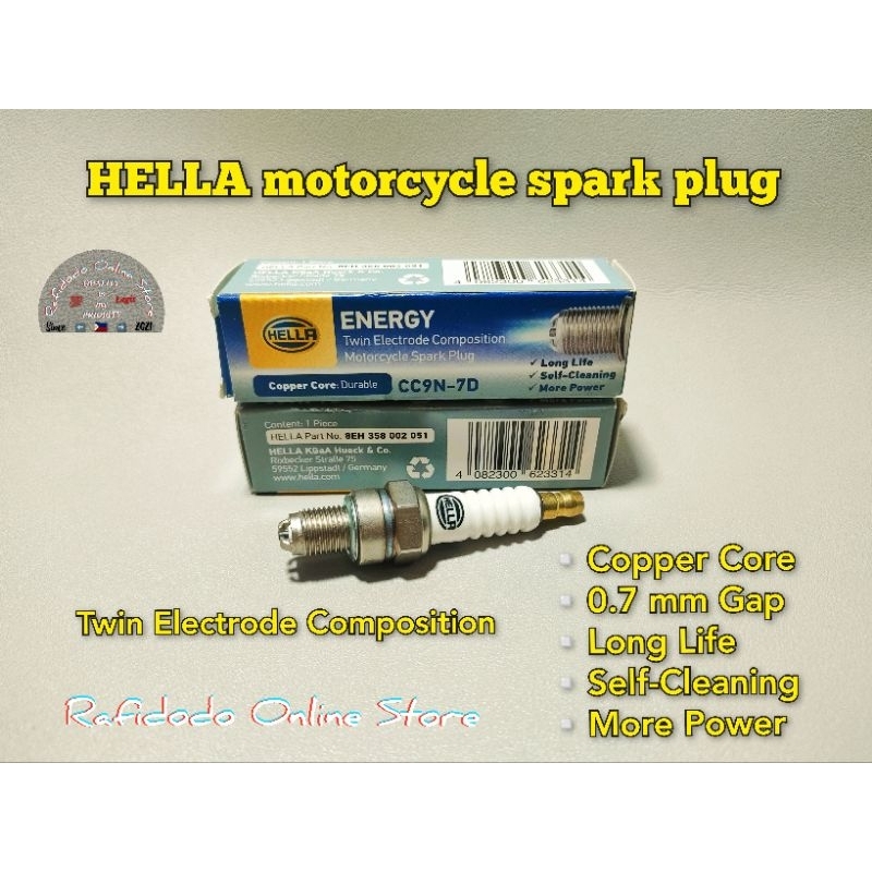 HELLA CC9N-7D Twin Electrode Motorcycle Spark Plug for XRM/Wave/Mio ...