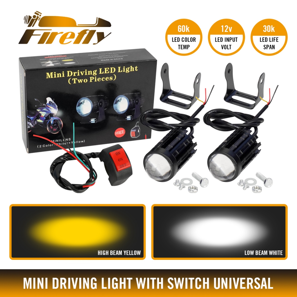 Mini Driving Light With Free Switch Universal Low Beam White & High ...