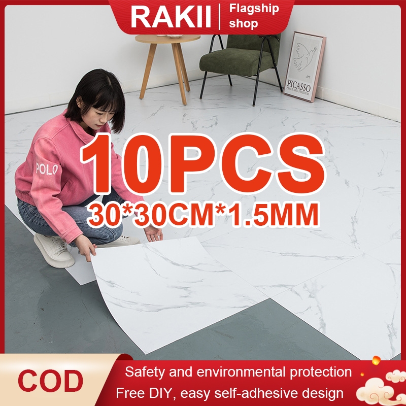 10pcs vinyl tile flooring self adhesiv floor sticker waterproof self ...