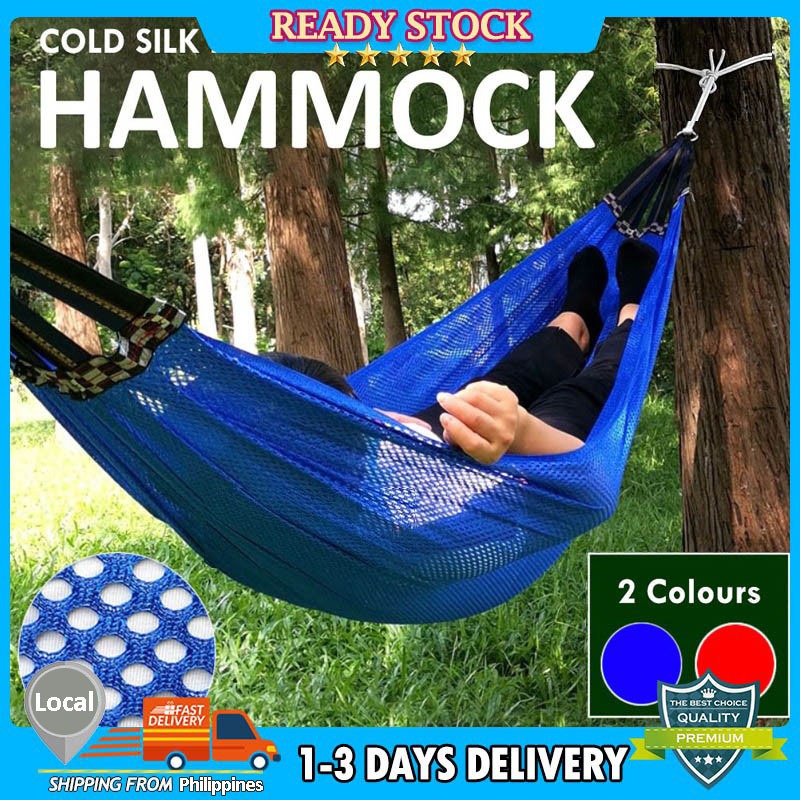 Duyan Ice silk Hammock 200KG Camping Hiking Outdoor Foldable Hammock ...