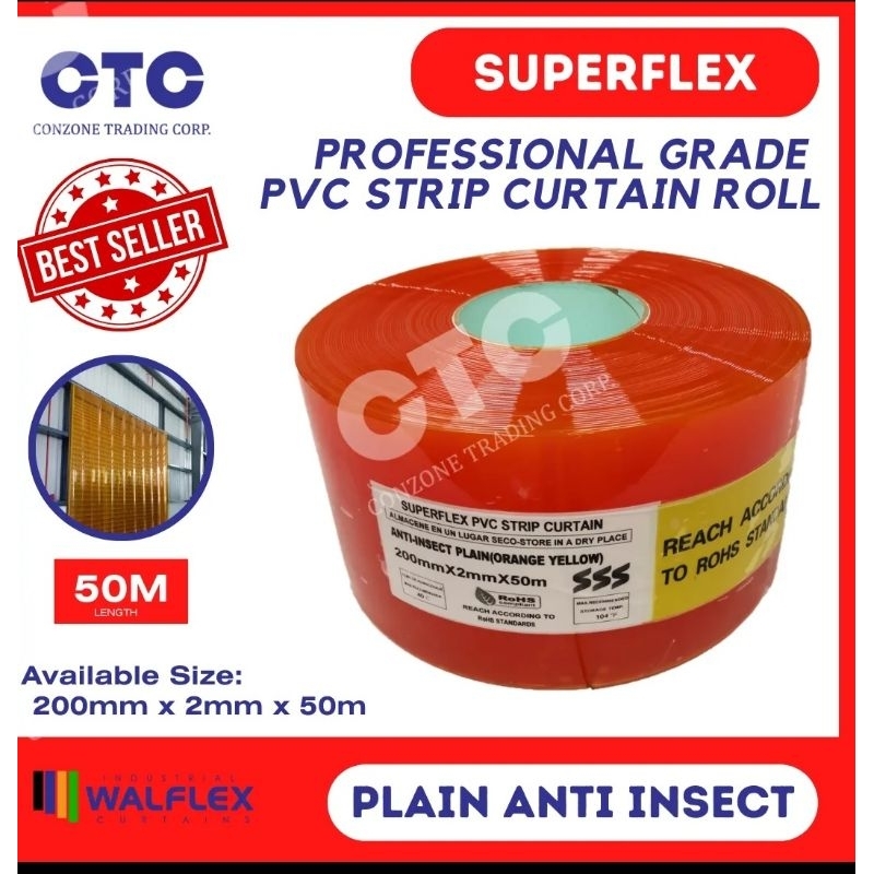 Superflex PVC Strip Curtains roll - Plain Anti-Insect yellow orange ...