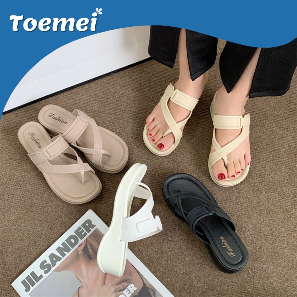 Toemei (+1 size) Muffin Trendy Toe Strap Sandals For Women | Shopee ...