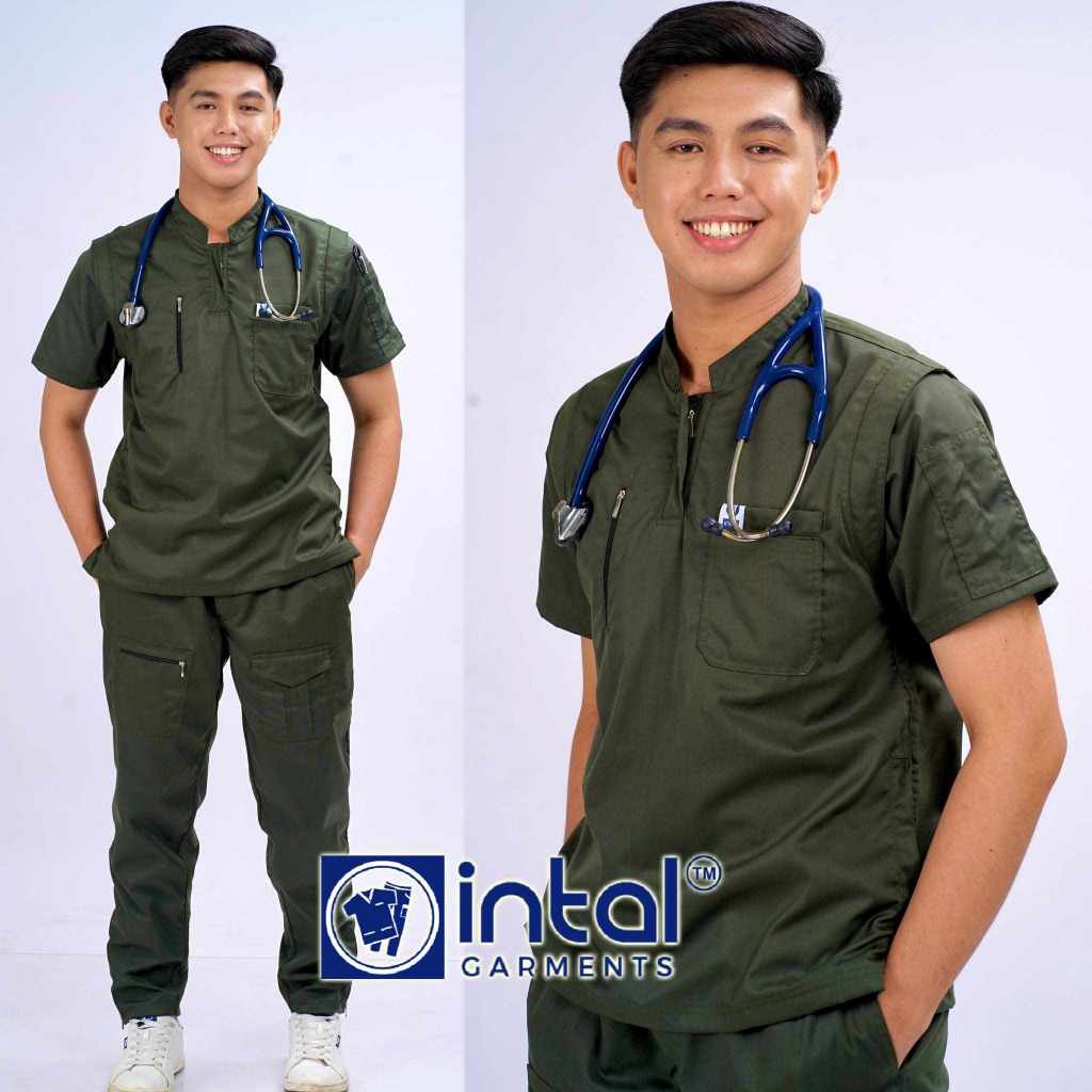 INTAL SCRUBSUIT 046 Elite MAHUSAY Chino Collar Vest Tapered Zipper Lap ...