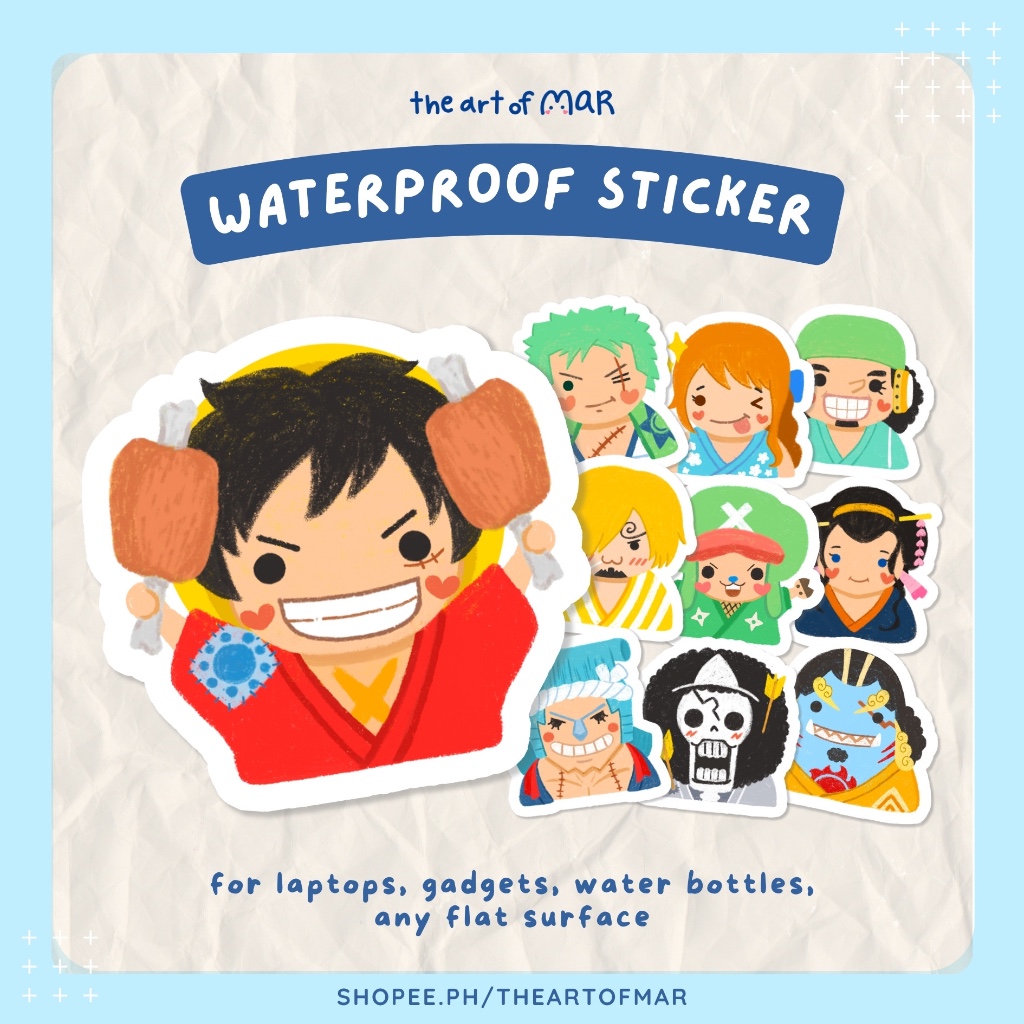 One Piece Strawhats waterproof stickers by The Art of Mar | luffy, zoro ...