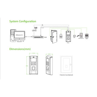 ZKTECO F7-C/ID Stand-Alone Fingerprint & Time Attendance Reader 12V DC 3A / 90 X 190 X 39mm ...