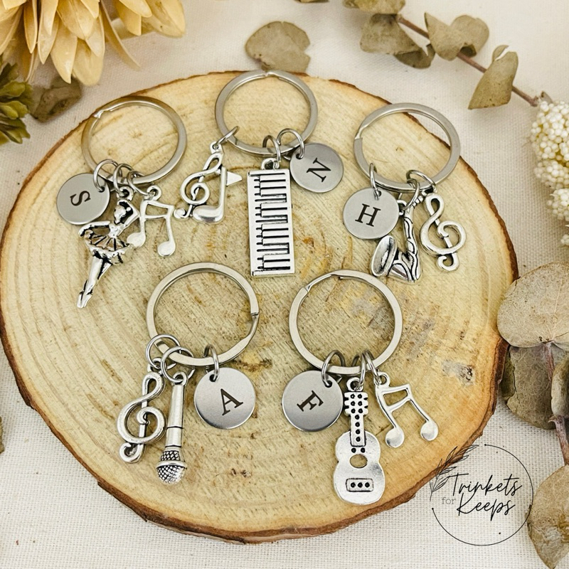 Microphone Keychain•Music Keychain•Guitar•Piano•Ballerina•Saxophone ...
