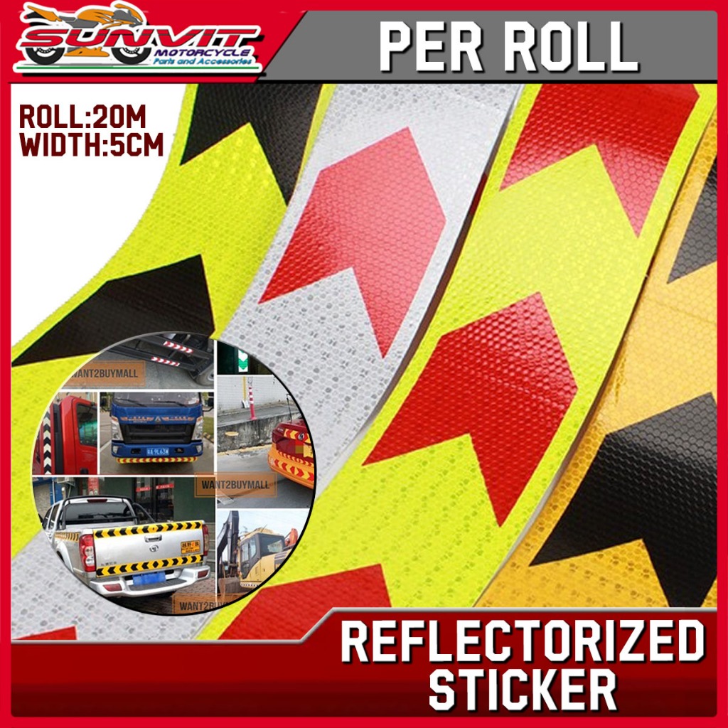 MOTORCYCLE REFLECTORIZED STICKER ARROW MARKING REFLECTIVE TAPE 5CM ...