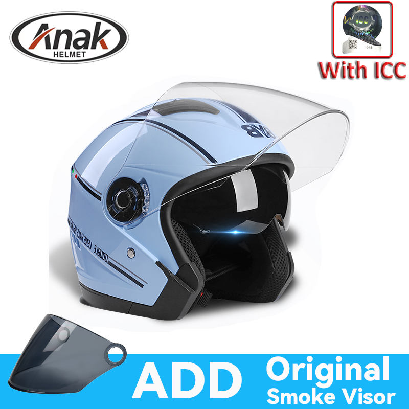 Anak ICC Sticker Original Helmet Half Face Dual Visor Motorcycle Unisex ...