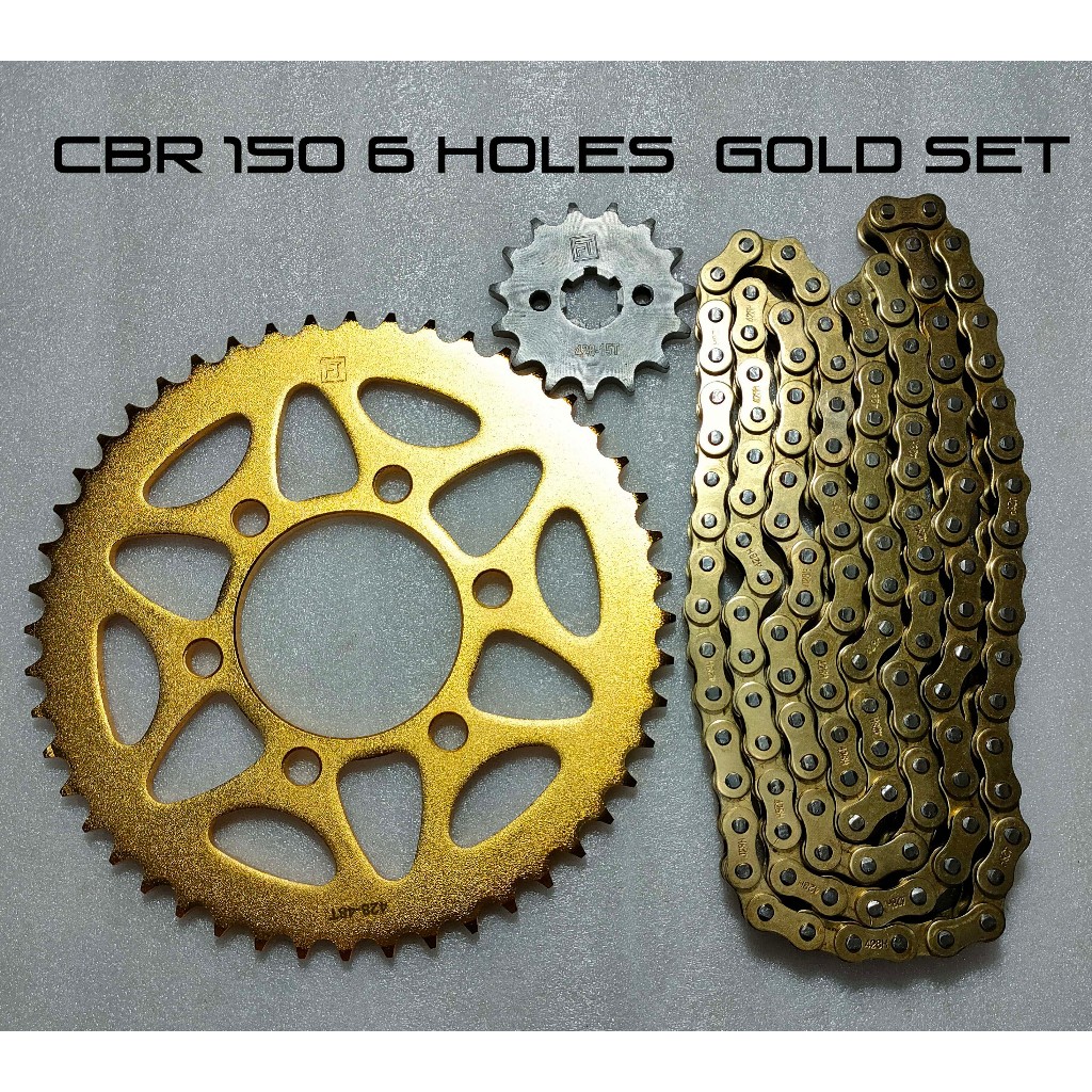 Honda CBR 150r Ridetek sprocket and chain set 6 holes (GOLD)2019- 2025 ...