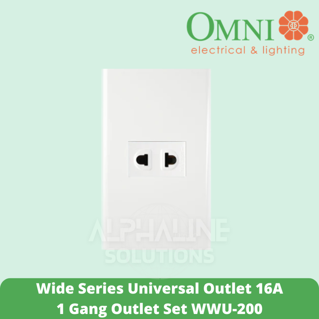 Omni Wide Series Universal Outlet with Plate WWU-200 16A 1 Gang, 2 Gang ...