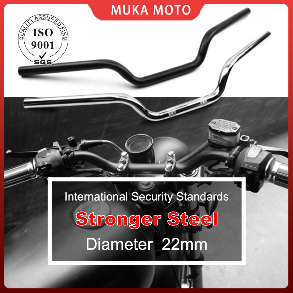 Low Rise Handle Bar Motorcycle Universal Stainless Steel Alloy Bike 7/8 ...