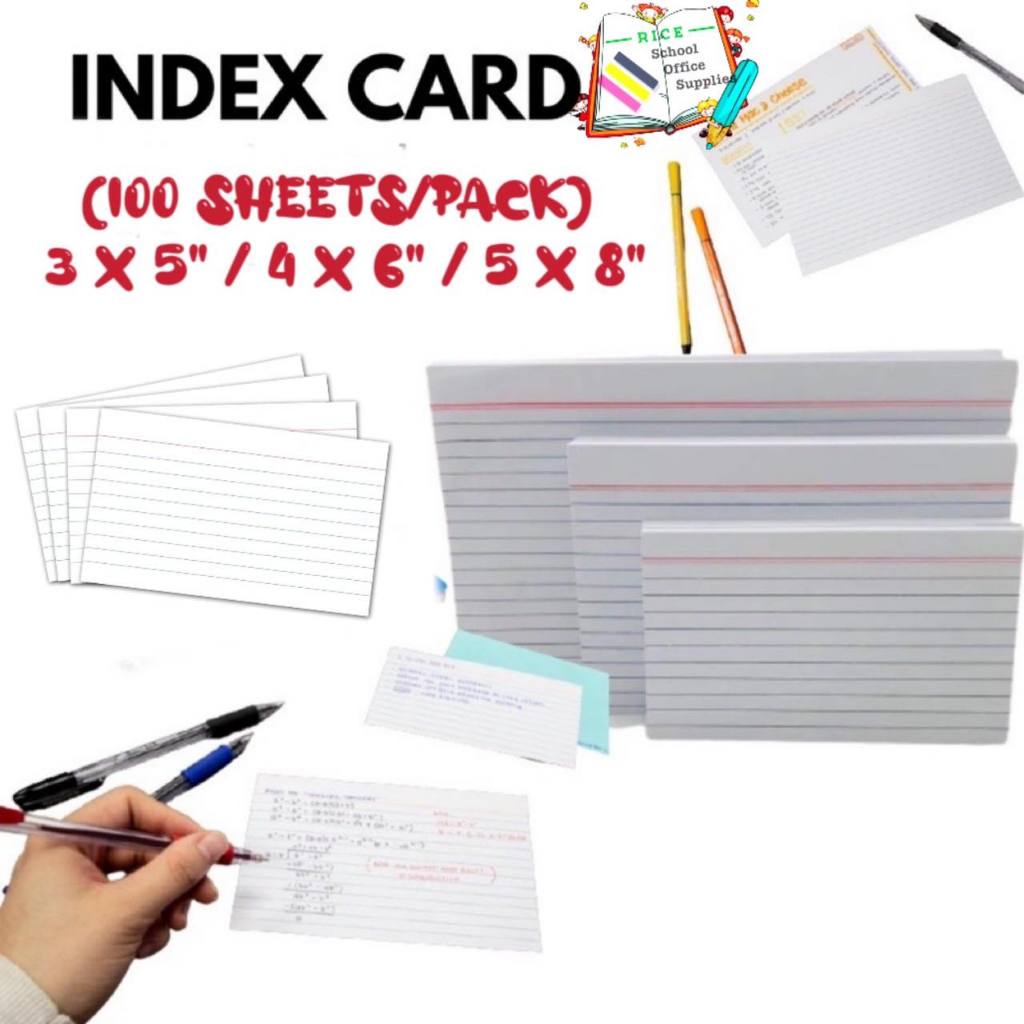 White Index Card / Ruled Card / Stock Card (100 Sheets/Pack) 3 x 5" / 4 ...