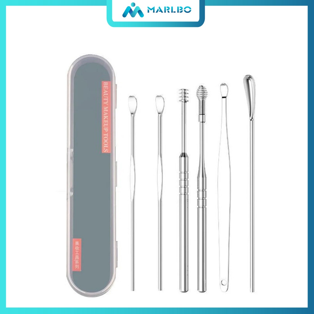 6Pcs/set Ear Wax Pickers Earpick Wax Remover Stainless Steel Piercing ...