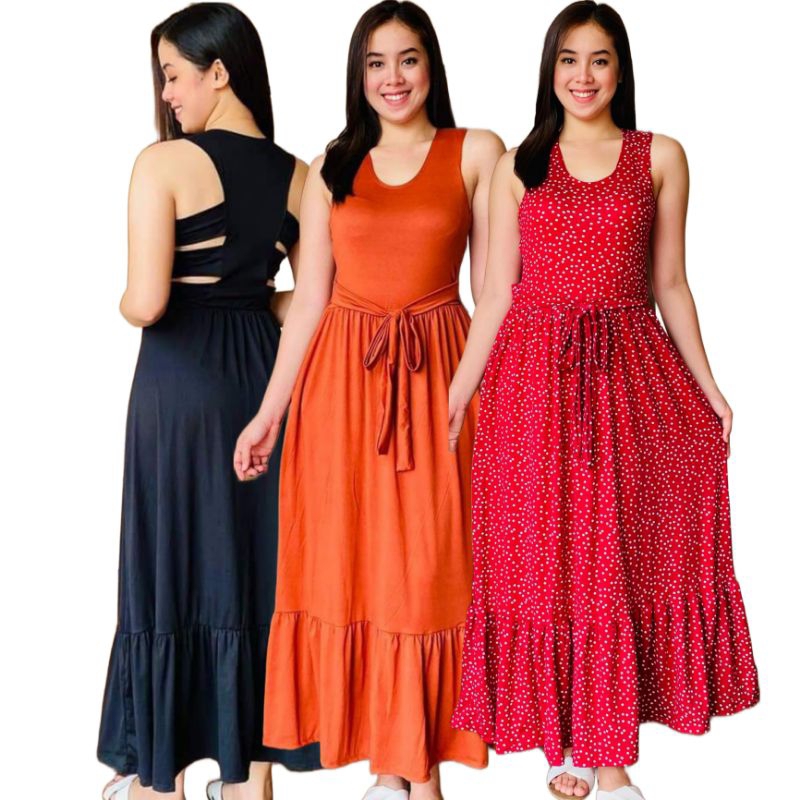 Side Bakod Layered Maxi Dress (Fit S-L) | Shopee Philippines