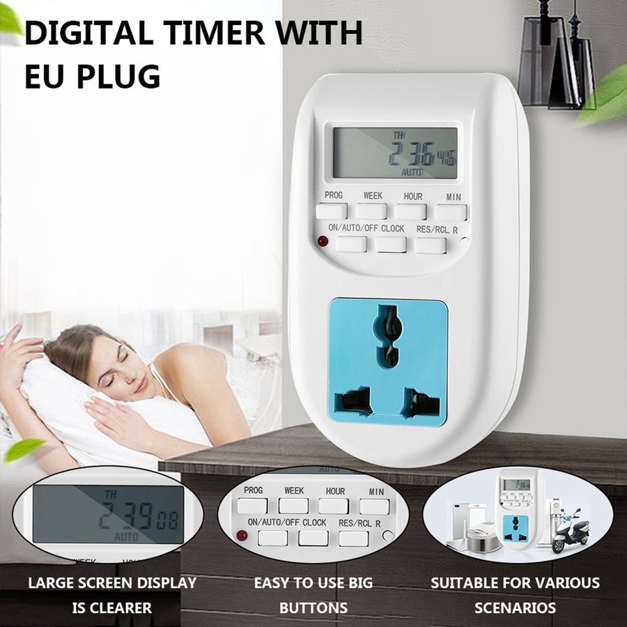 AL-06 Digital Timer Electronic Digital Mains EU Plug In Timer Switch ...