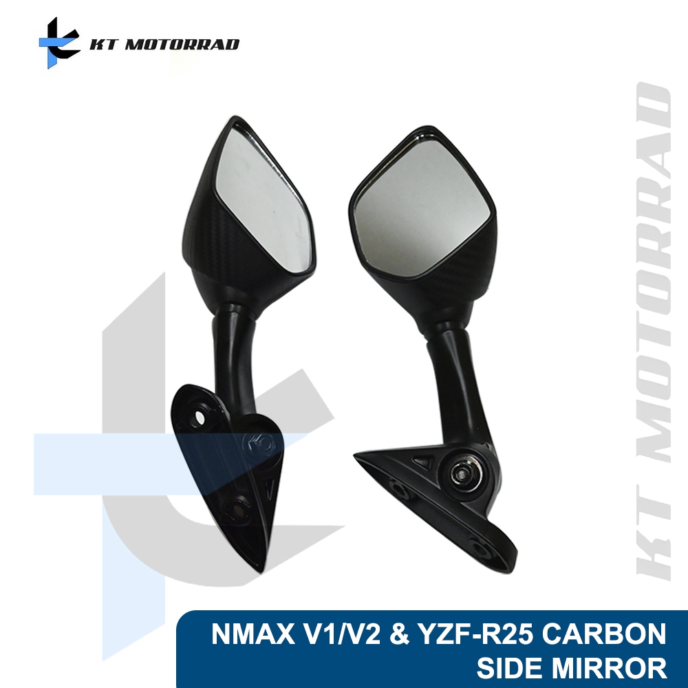 KT NMAX V1/V2 & YZF-R25 Carbon Side Mirror Short Stem (DESIGN 2 ...
