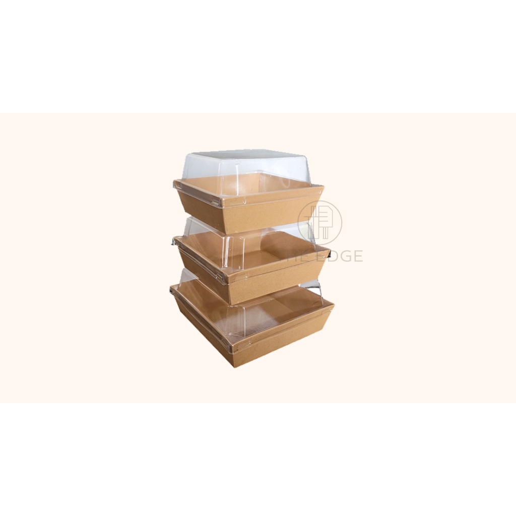Kraft Sushi Tray Sandwich Box with Lid Pastry Dessert Box Sandwich ...