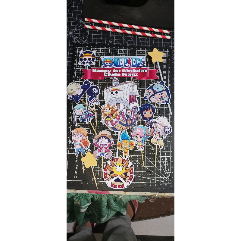 customized photo Printed cake toppers one piece cartoon chibi star logo ...