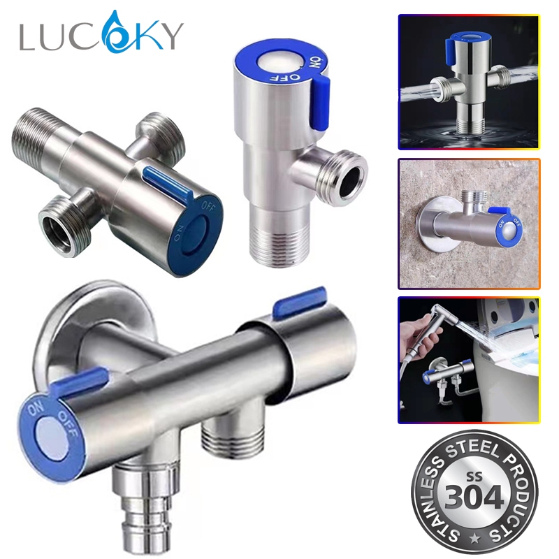304 Stainless Steel Two Way Angle Valve double faucet multi-functional ...