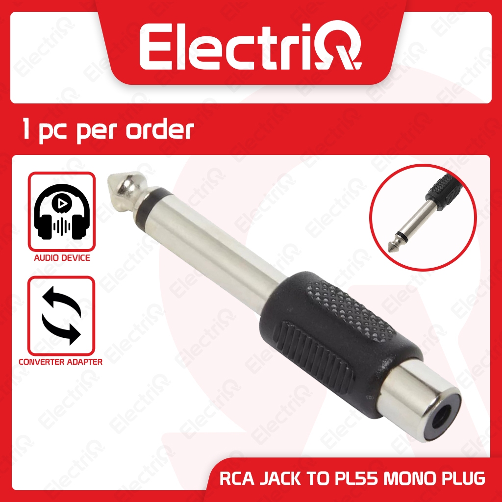 Electriq 6.35mm PL55 MONO Jack Plug To RCA Adaptor Converter | Shopee ...