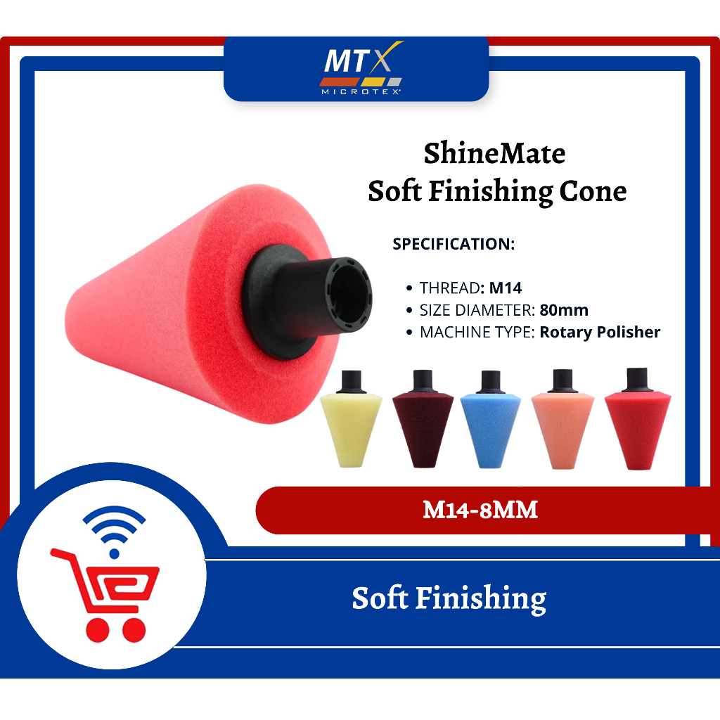 Shine Mate - Red Soft Finishing Cone (M14 Thread for Rotary Polishers ...