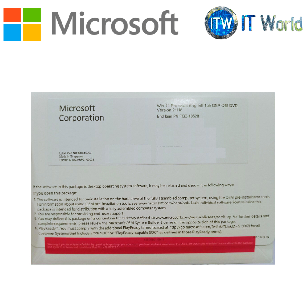 Itw | Microsoft Windows 11 Pro 64-bit English DSP OEM Operating System ...