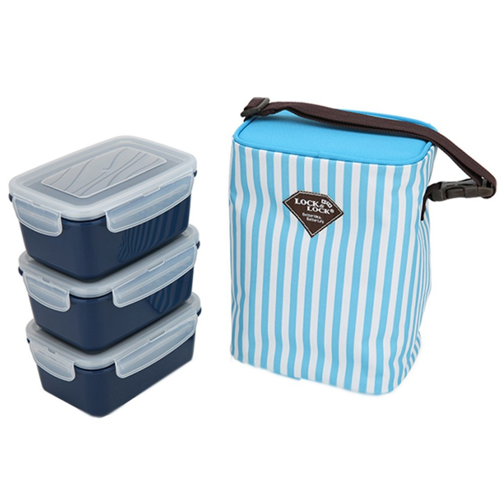 LocknLock Insulated Lunch Bag Set (BLUE) | Shopee Philippines
