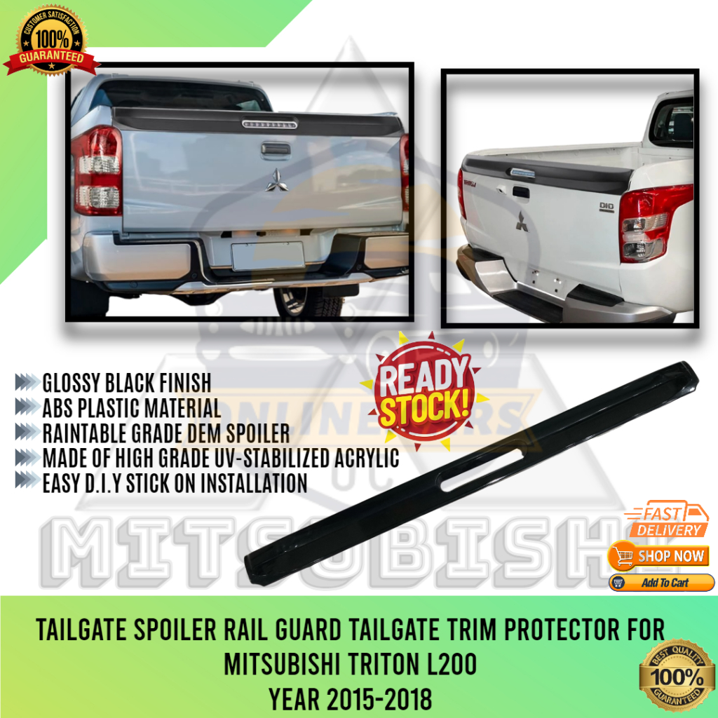OC TAILGATE SPOILER RAIL GUARD TRIM PROTECTOR FOR MITSUBISHI TRITON ...
