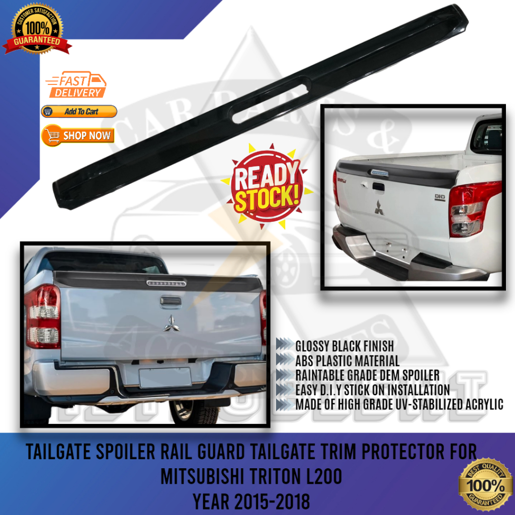 CPA TAILGATE SPOILER RAIL GUARD TRIM PROTECTOR FOR MITSUBISHI TRITON ...