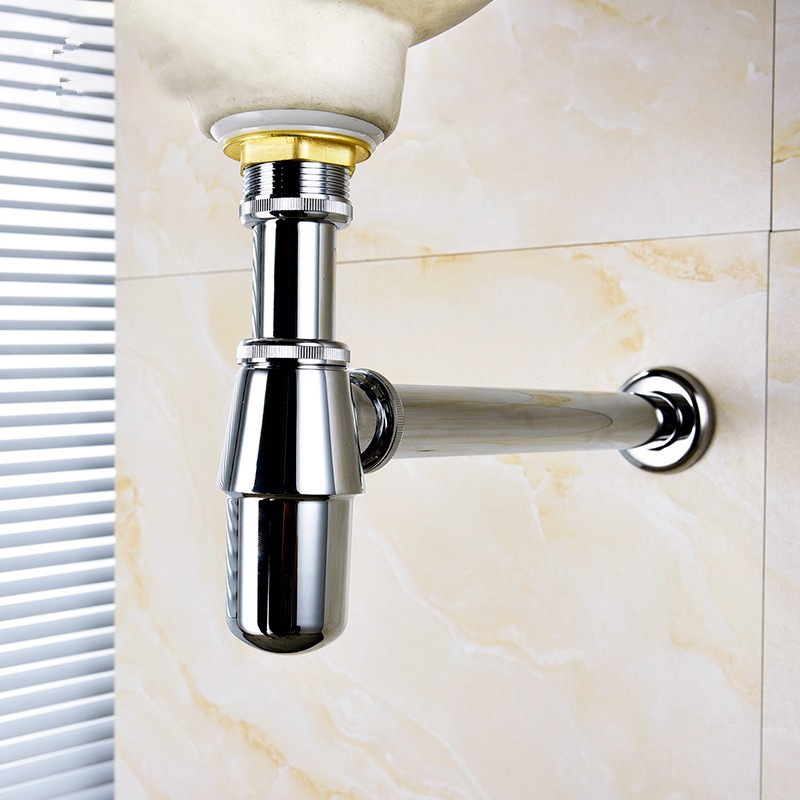 Brass P Trap Basin Sink Waste Trap Drain Tube Kit Adjustable Height ...