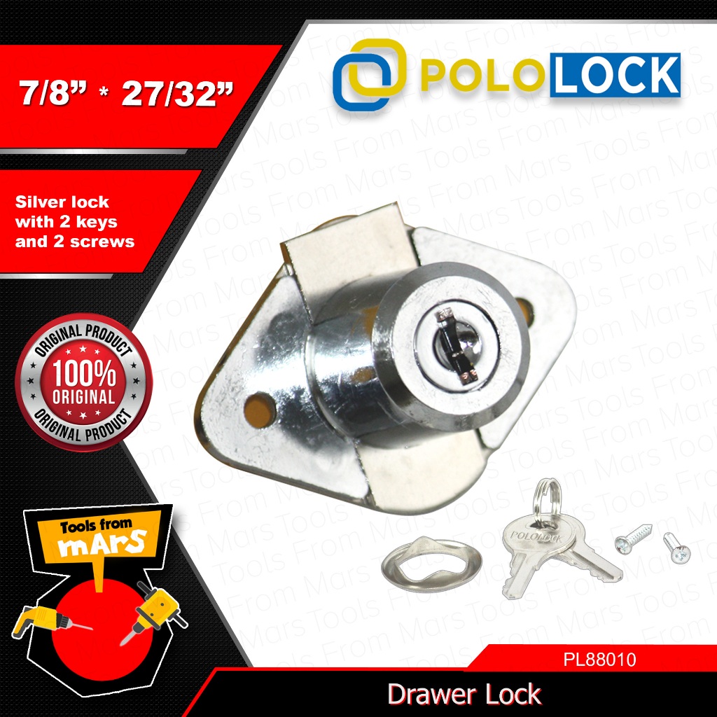Pololock Drawer Lock 808 Type Silver Diamond Back with 2pcs Keys ...
