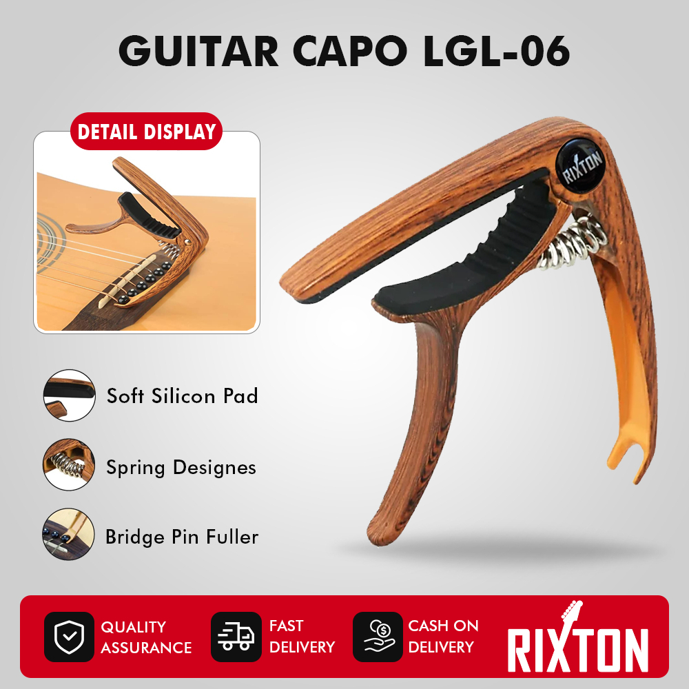 RIXTON Guitar LGL-06 Capo Clamp Aluminium Alloy Metal Wood Grain Quick ...