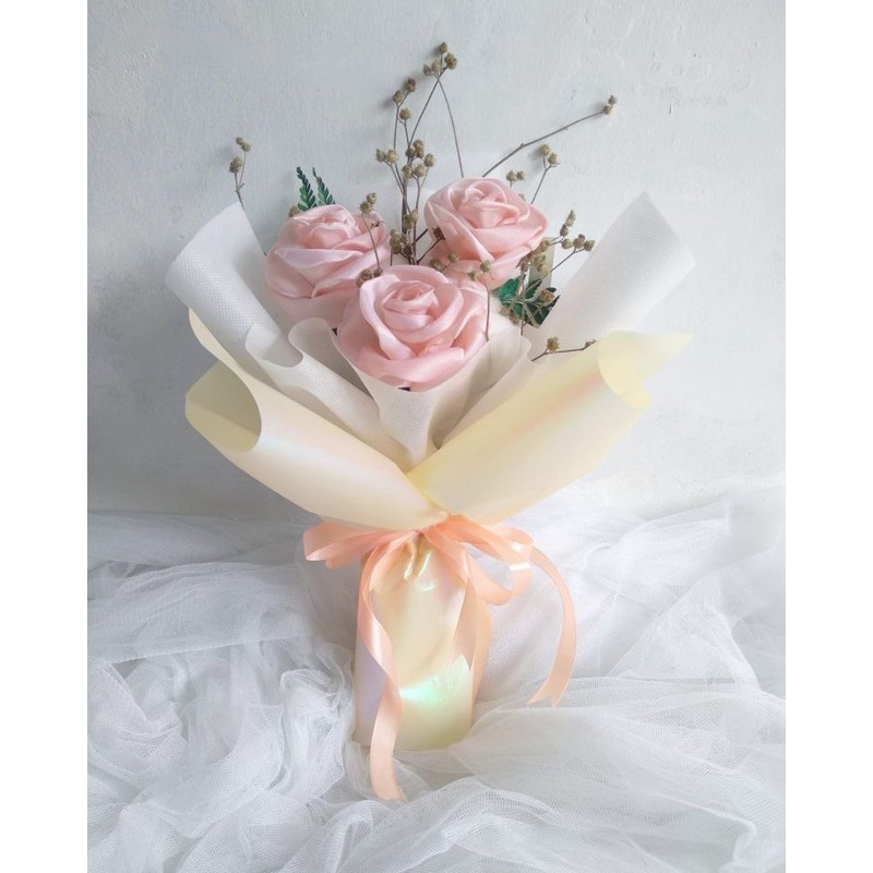 3 pcs Satin Ribbon Flower Bouquet #Gift #Surprise | Shopee Philippines