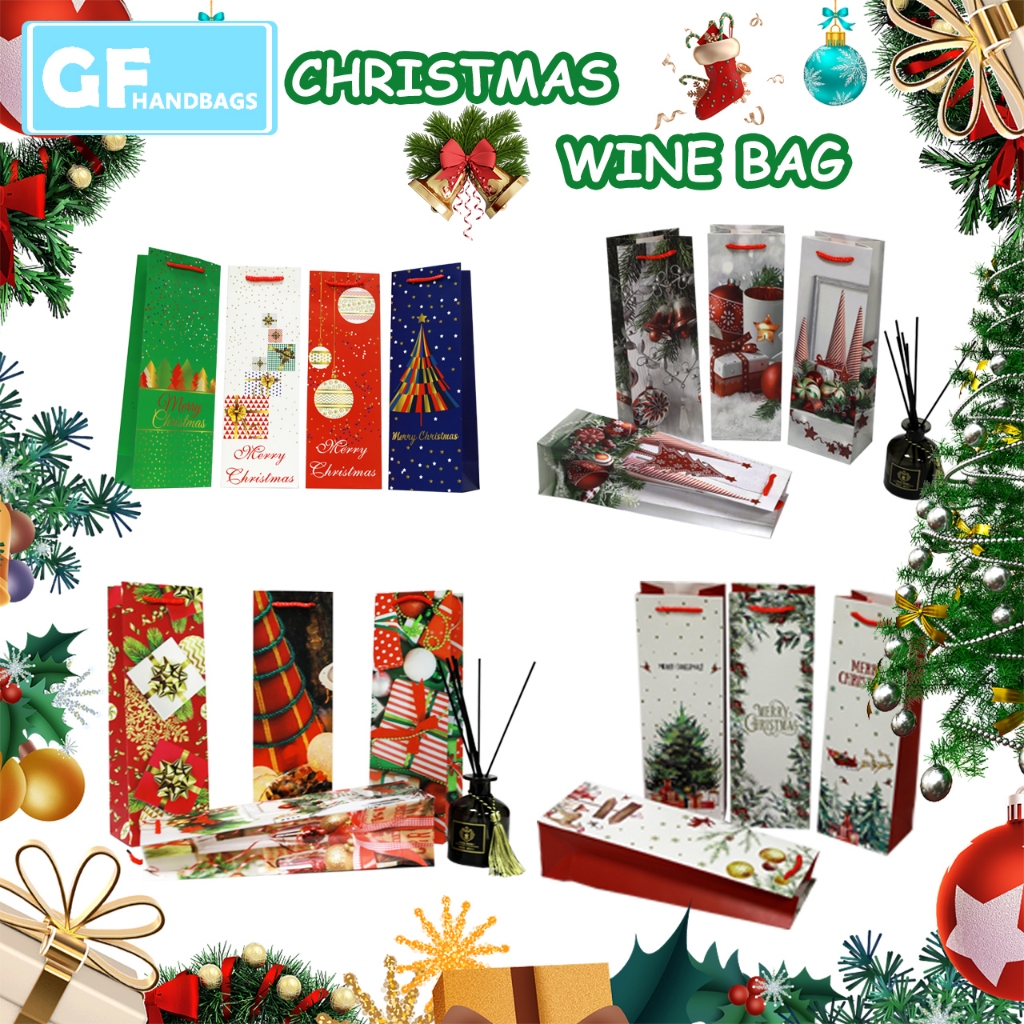 12pcs Christmas Wine Paper Bag Giveaways Wrapping Premium Quality Paper ...