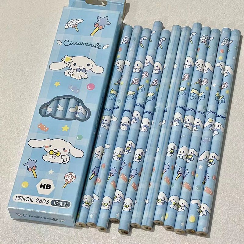 12Pcs/Set Sanrio Pencils Set Cinnamoroll My Melody Kuromi Cute Pencil ...