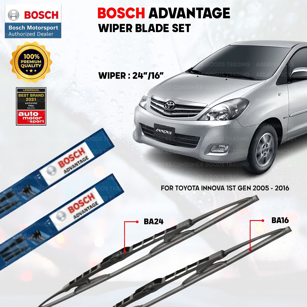 Bosch Advantage Wiper Blades (Conventional) set for Toyota Innova 1st ...