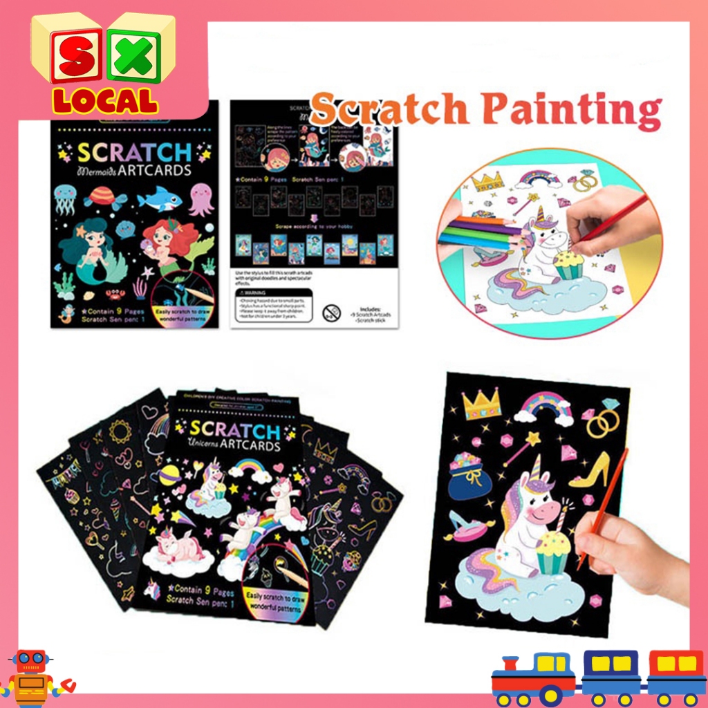 10Pcs/Set Cartoon Cute Scraping Papers Kids Creative DIY Scratch ...