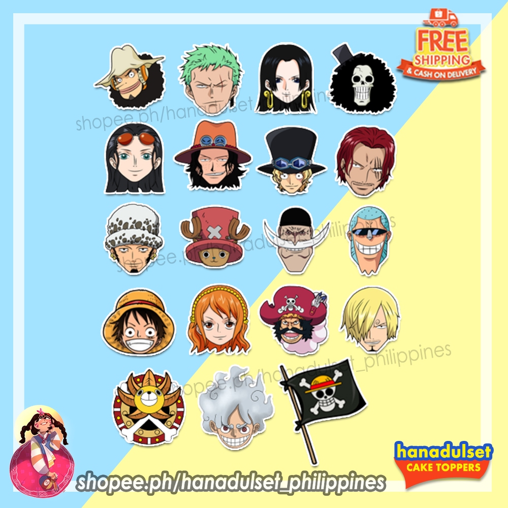 One Piece Luffy and Friends Cake Topper SET | Cup Cake Toppers | Happy ...
