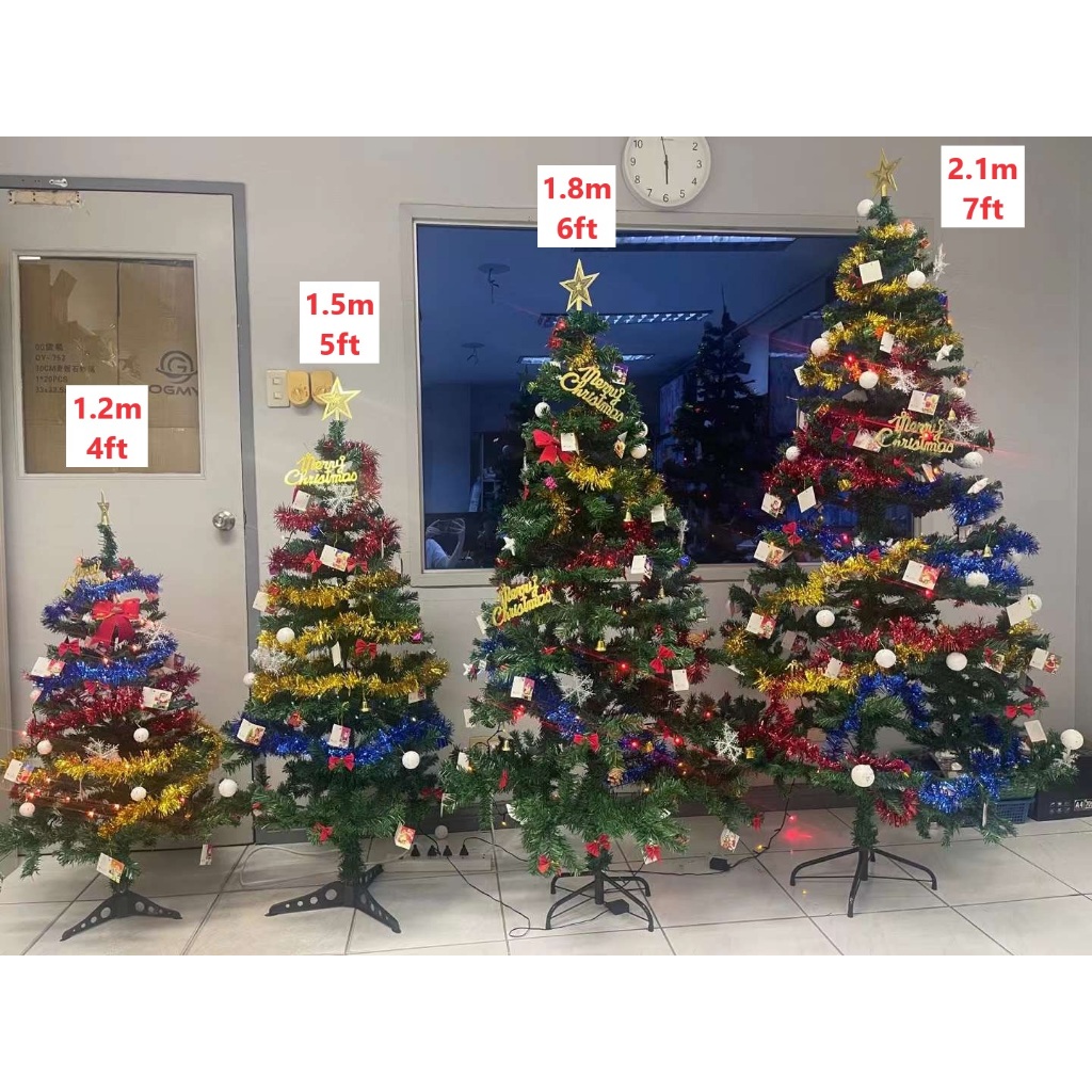 4ft/5ft/6ft/7ft Christmas Tree Package 1.2m/1.5m/1.8m/2.1m with LED ...