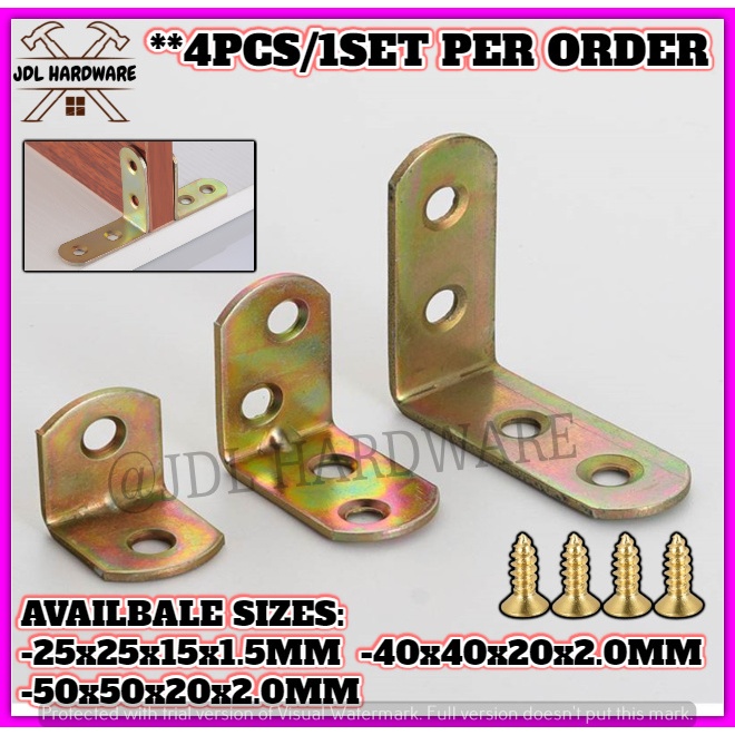 4PCS/SET Galvanised Corner Brackets L Shaped Brace Corner Angle ...